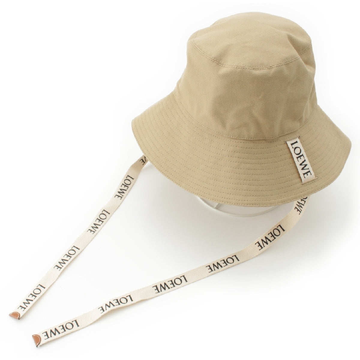 LOEWE Cotton Calfskin Logo ribbon fisherman bucket hat hat beige 57