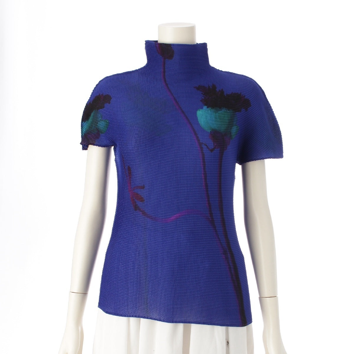 me ISSEY MIYAKE Tree Pattern Box Pleated High Neck Cut T-shirt MI71FK4
