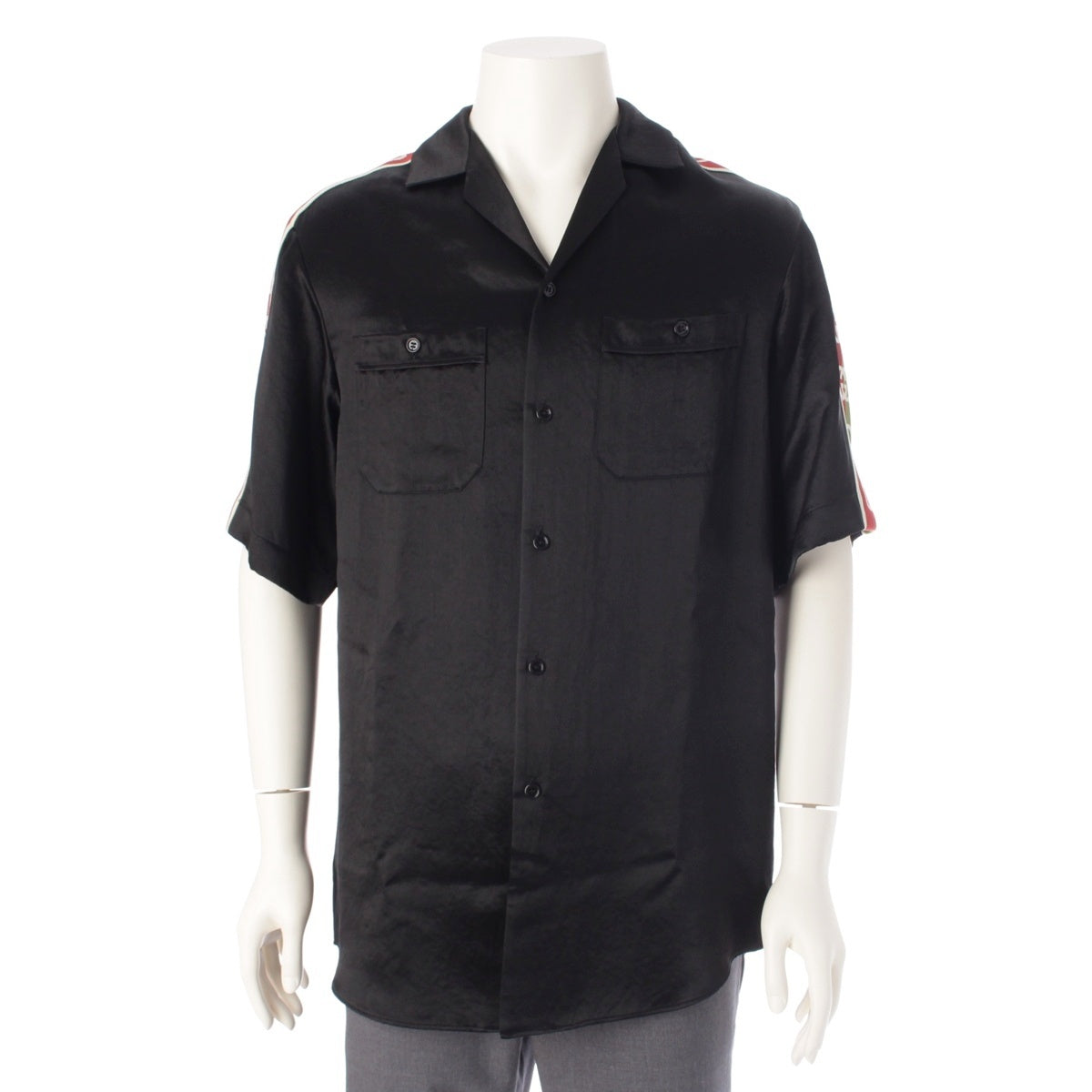 GUCCI GG Tape Logo Vacation Short sleeve shirt tops 619025 black 42